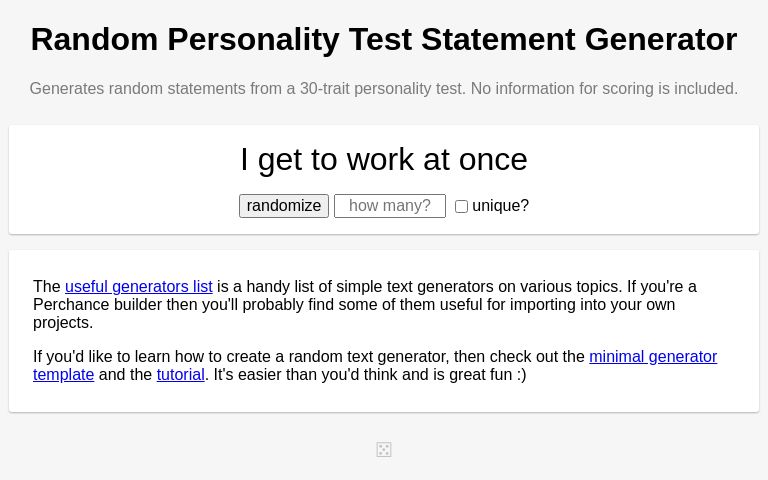 Random Personality Test Statement Generator