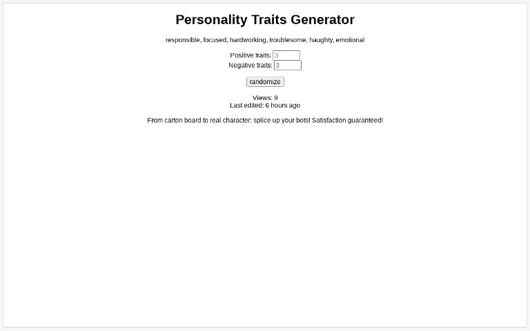 Personality Traits Generator