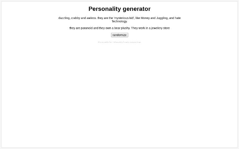 Personality generator
