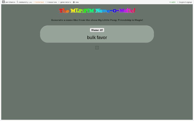 The MLP:FiM Name-O-Matic! ― Perchance Generator