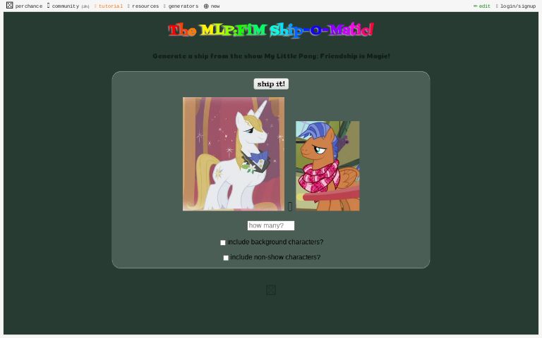 The MLP:FiM Ship-O-Matic! ― Perchance Generator