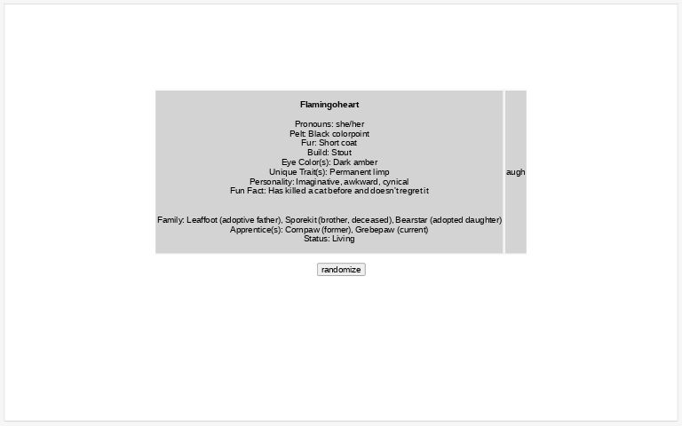 Personalwarriorsgen ― Perchance Generator