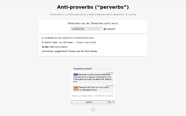 Anti-proverbs (perverbs) ― Perchance Generator