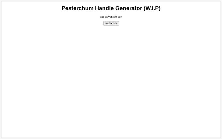 Pesterchum Handle Generator (W.I.P)