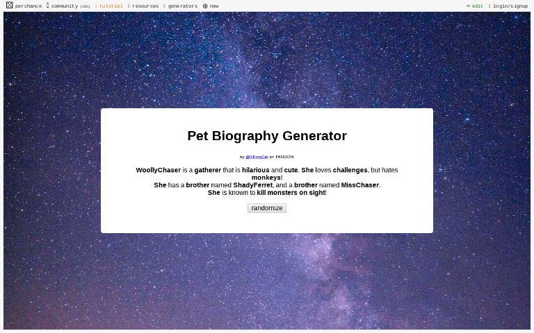 Pet Biography Generator