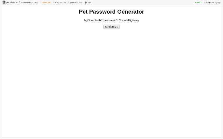 Pet Password Generator
