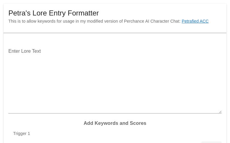 Petra Acc Lore Keyword Formatter ― Perchance Generator
