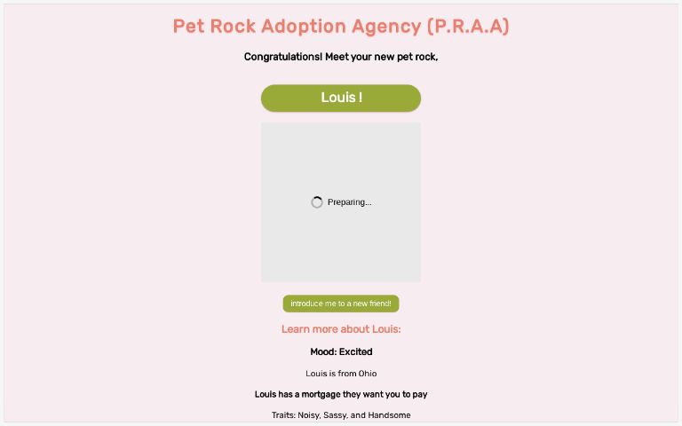 Pet Rock Adoption Agency (P.R.A.A) ― Perchance Generator