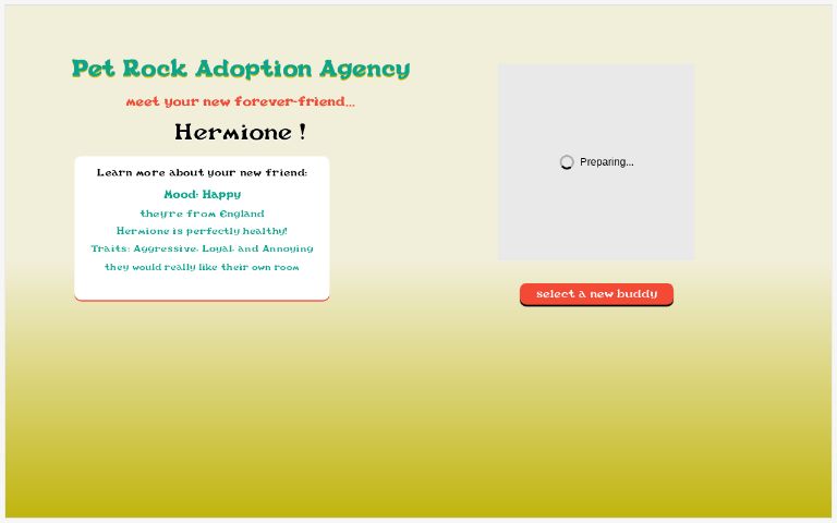 Pet Rock Adoption Agency ― Perchance Generator