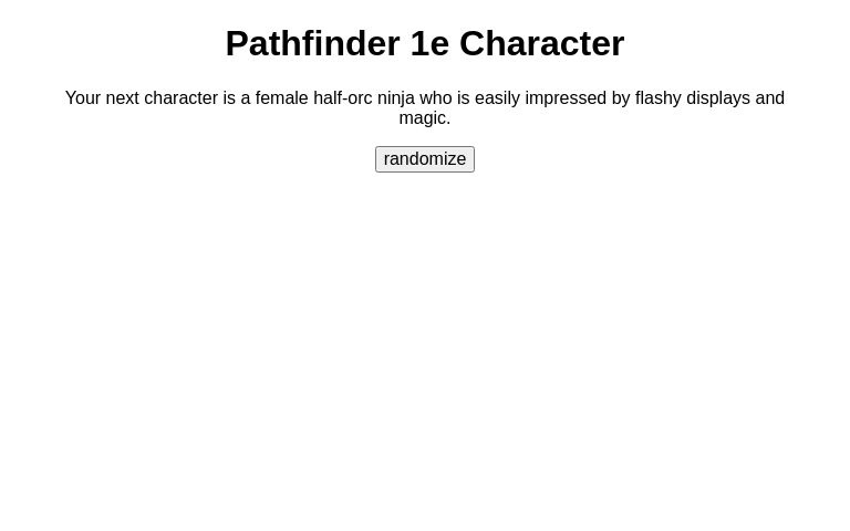 Pathfinder 1e Character ― Perchance Generator