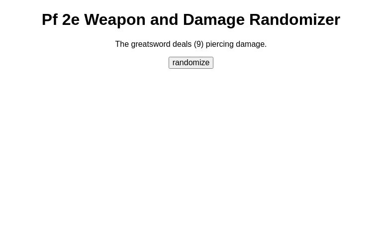 Pf 2e Weapon and Damage Randomizer ― Perchance Generator