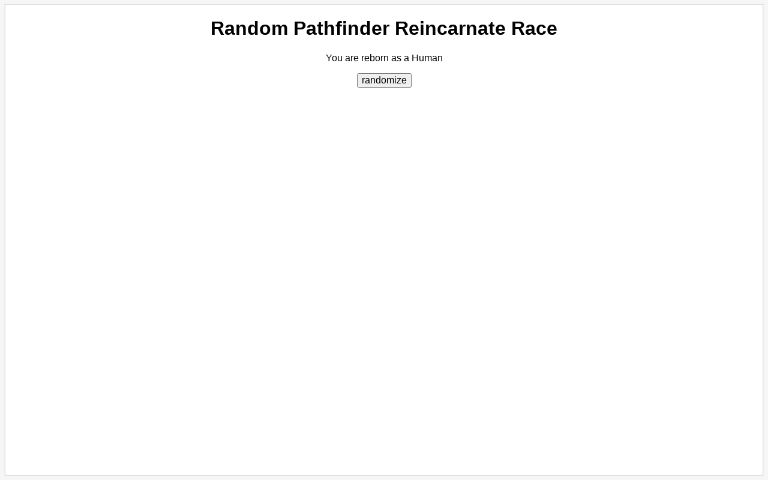 Random Pathfinder Reincarnate Race ― Perchance Generator