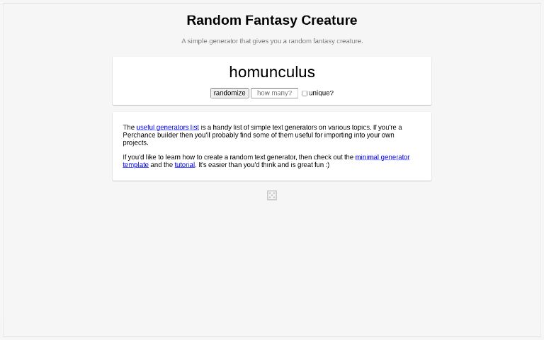 Random Fantasy Creature ― Perchance Generator