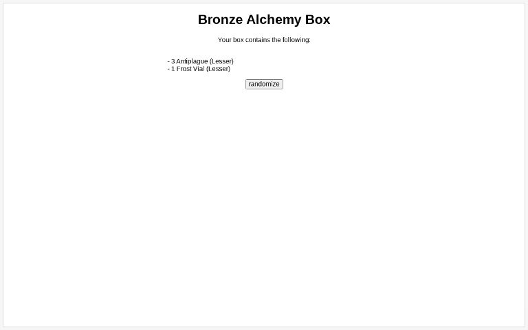 Bronze Alchemy Box ― Perchance Generator