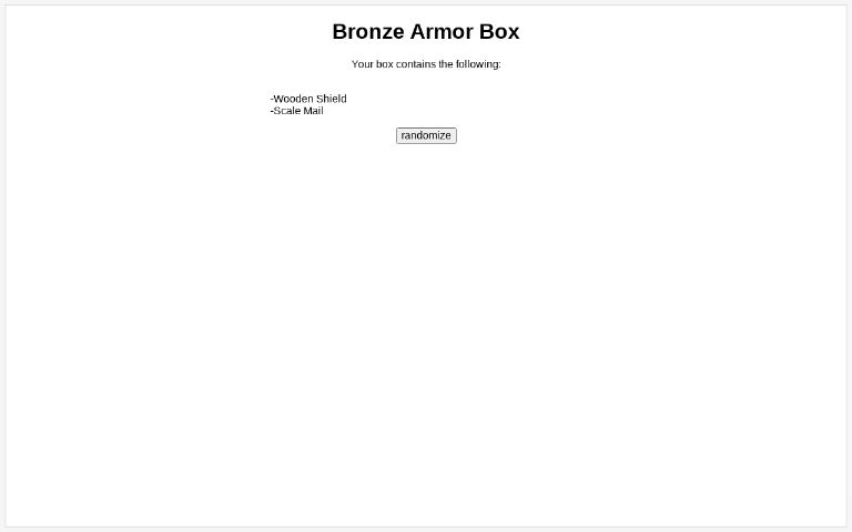 Bronze Armor Box ― Perchance Generator