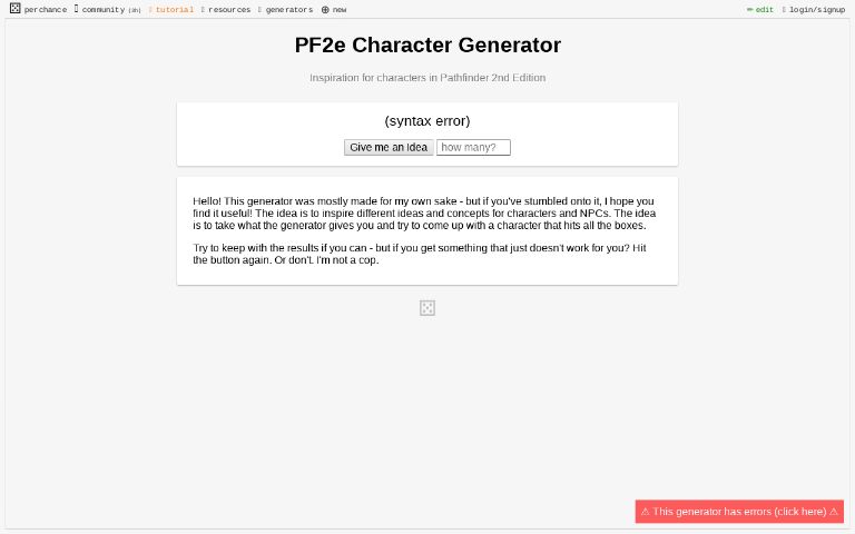 PF2e Character Generator