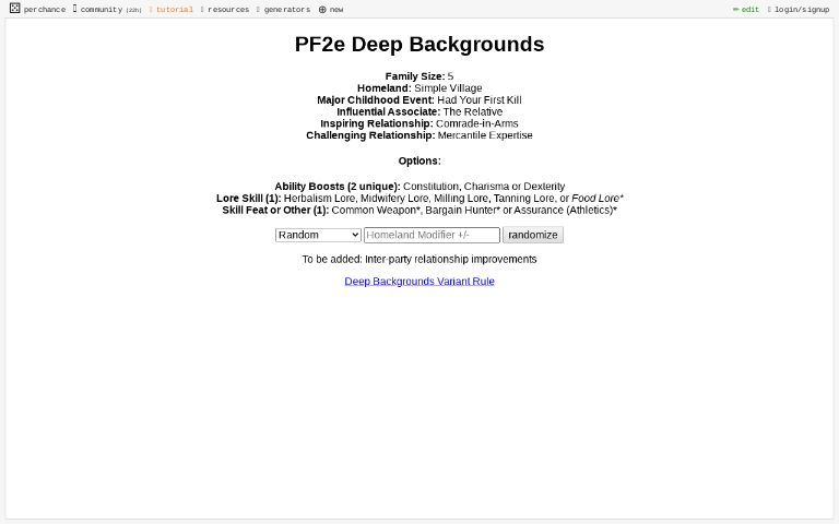 PF2e Deep Backgrounds ― Perchance Generator