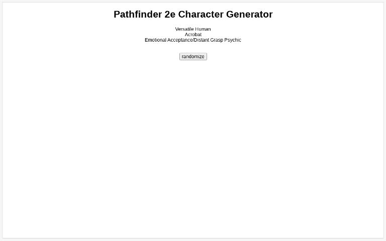 Pathfinder 2e Character Generator
