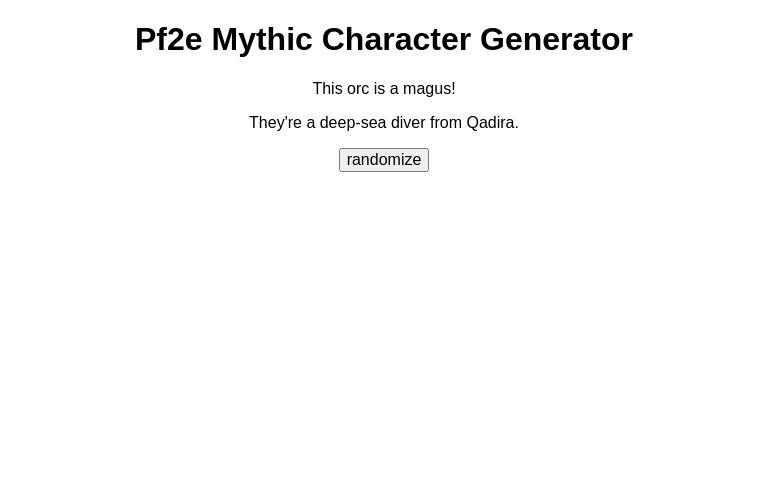 Pf2e Mythic Character Generator