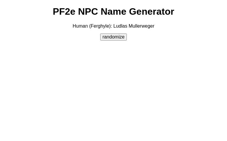 PF2e NPC Name Generator