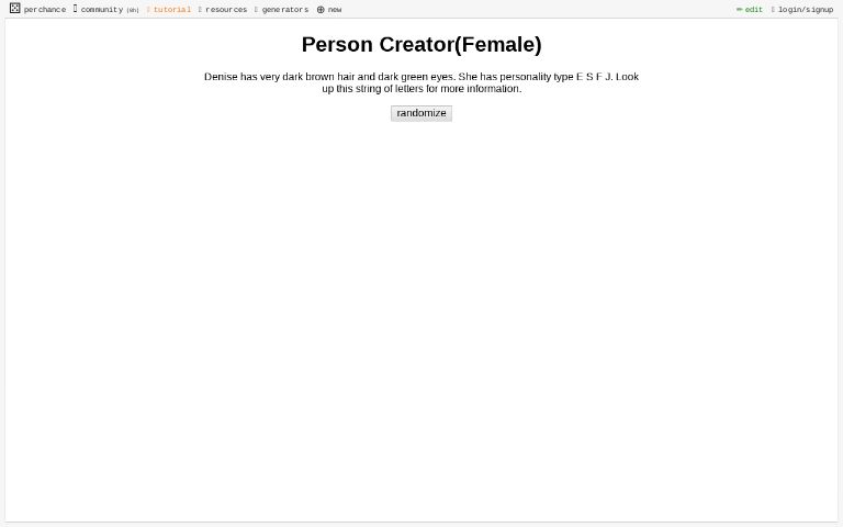 Person Creator(Female) ― Perchance Generator
