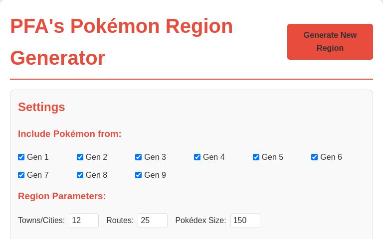 PFA's Pokémon Region Generator