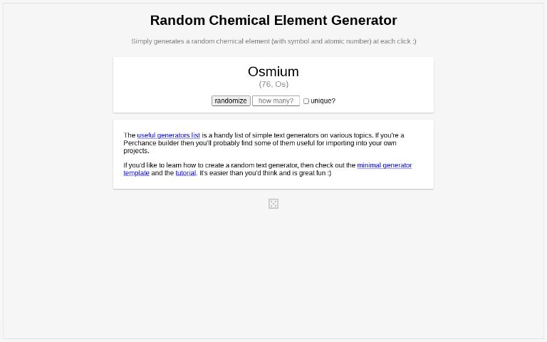 Random Chemical Element Generator