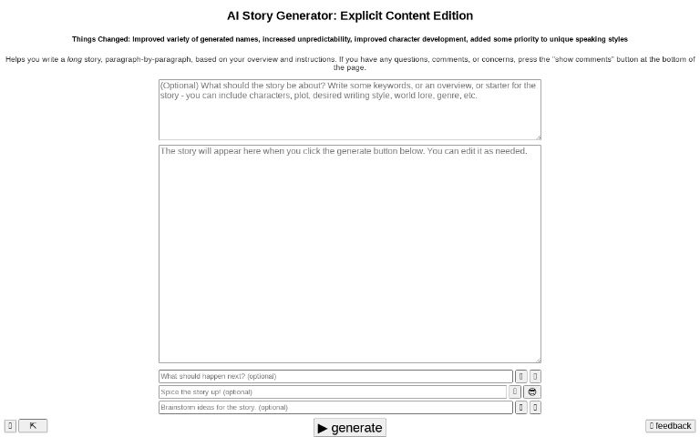 AI Story Generator: Explicit Content Edition