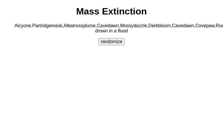 Mass Extinction ― Perchance Generator
