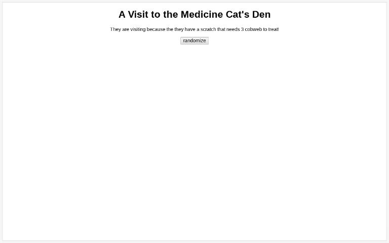 A Visit to the Medicine Cat's Den ― Perchance Generator