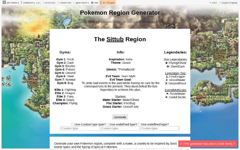 Pokemon Region Generator