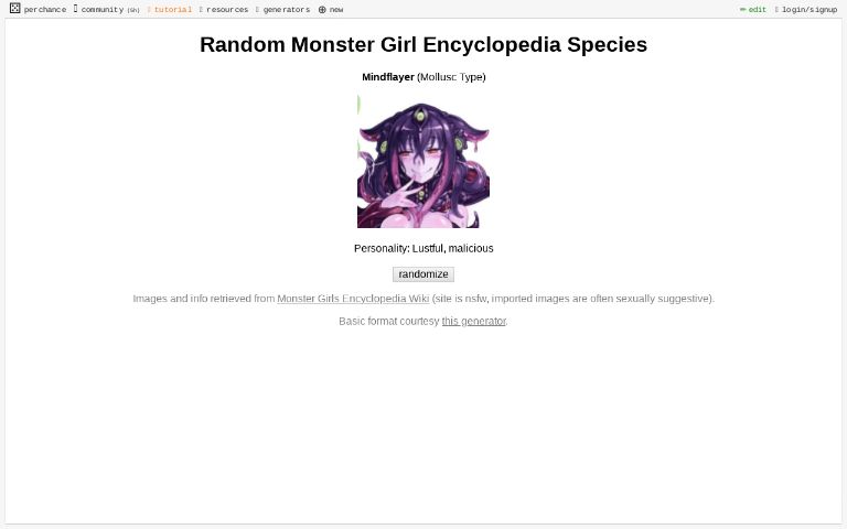 Random Monster Girl Encyclopedia Species ― Perchance Generator