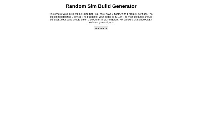 Random Sim Build Generator