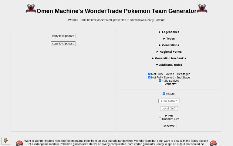 Omen Machine's Pokemon Team Generator
