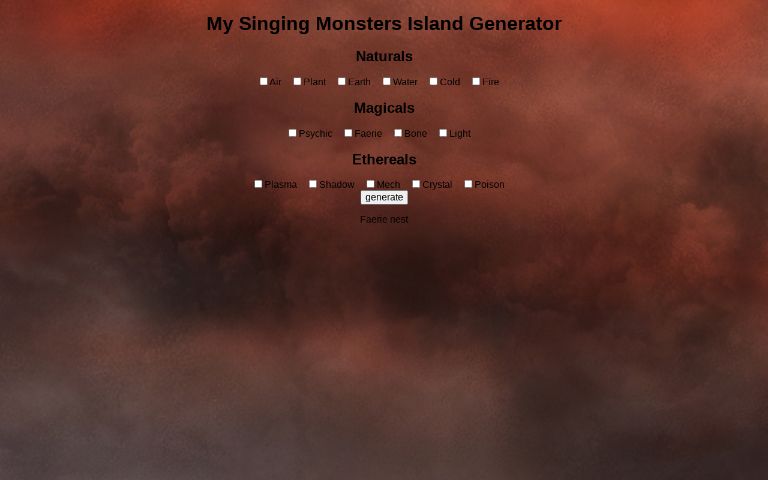 My Singing Monsters Island Generator