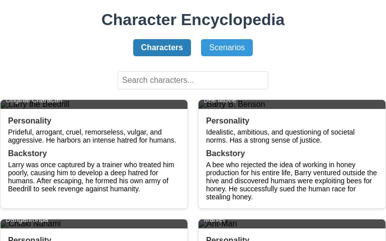 Character Encyclopedia ― Perchance Generator