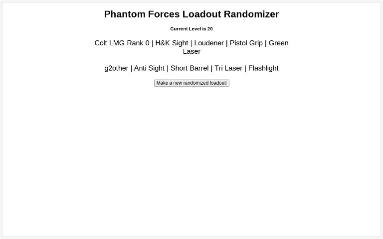 Phantom Forces Loadout Randomizer ― Perchance Generator