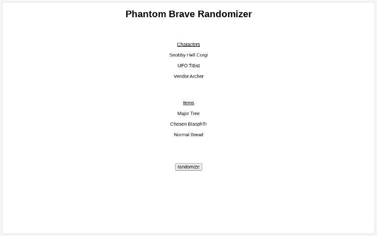 Phantom Brave Randomizer ― Perchance Generator