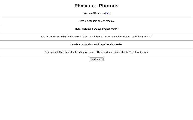 Phasers + Photons ― Perchance Generator