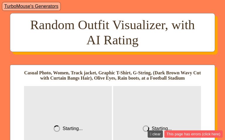 Random Outfit Visualizer, with AI Rating ― Perchance Generator