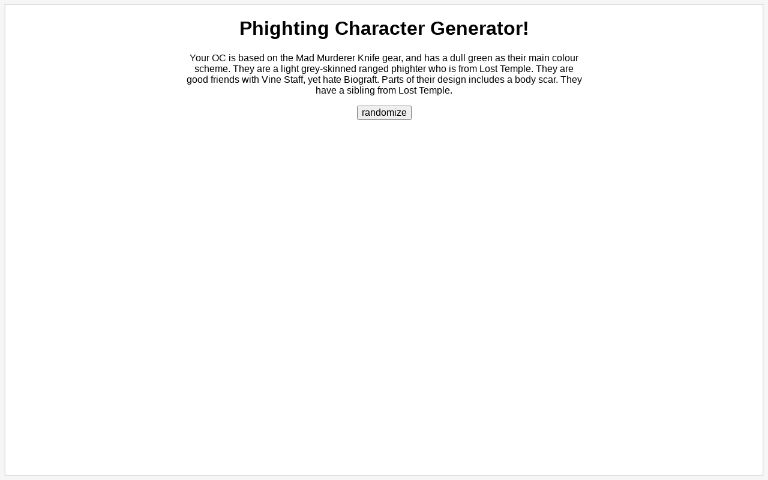 Phighting Character Generator!