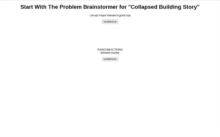 Start With The Problem Brainstormer for "Collapsed Building Story ...