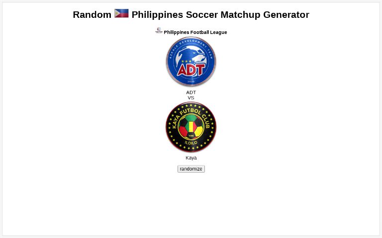 Random Philippines Soccer Matchup Generator