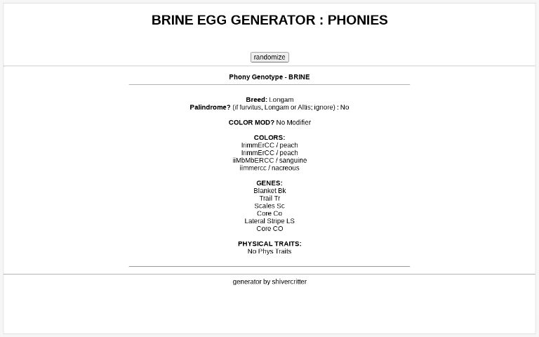 BRINE EGG GENERATOR : PHONIES