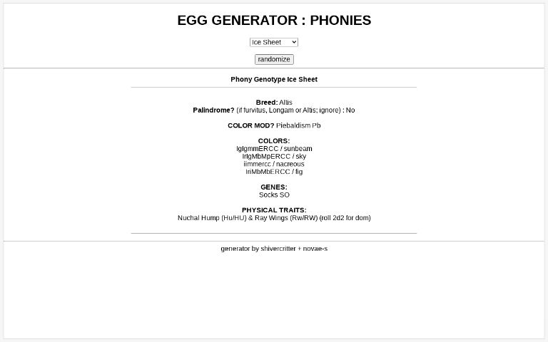 EGG GENERATOR : PHONIES