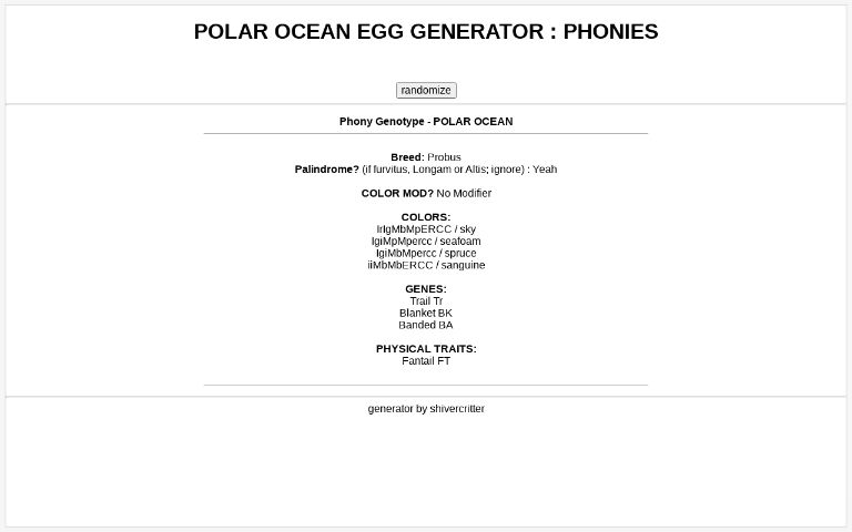 POLAR OCEAN EGG GENERATOR : PHONIES