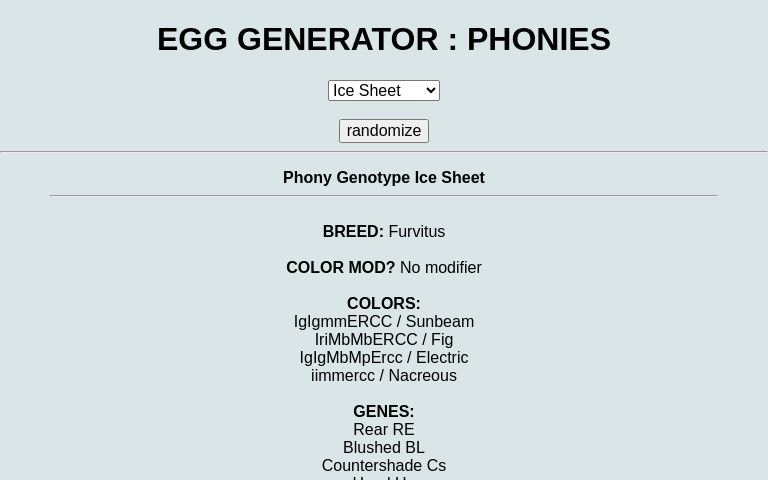 EGG GENERATOR : PHONIES