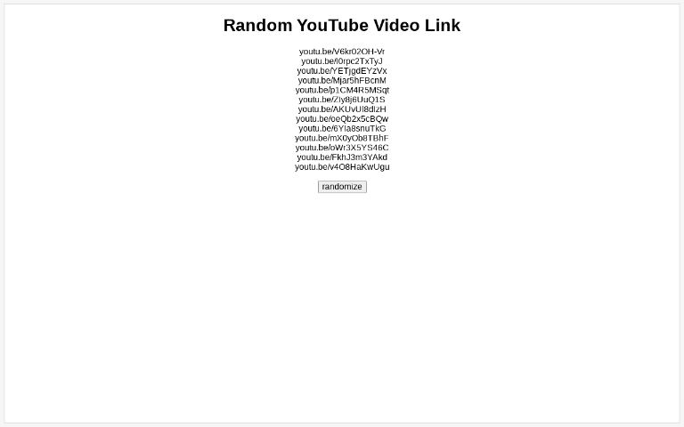 Random YouTube Video Link ― Perchance Generator