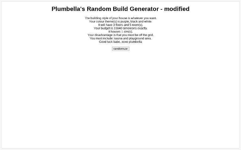 Plumbella's Random Build Generator - modified