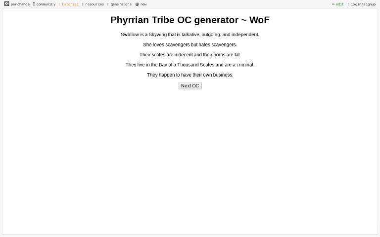 Phyrrian Tribe OC generator ~ WoF